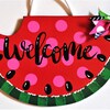 WELCOME Red Watermelon SIGN Wall Art Door Hanger Plaque Pool Backyard ...