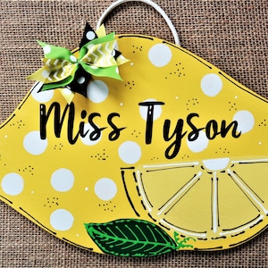Personalized LEMON TEACHER SIGN Class Classroom Name Room Door Plaque ...