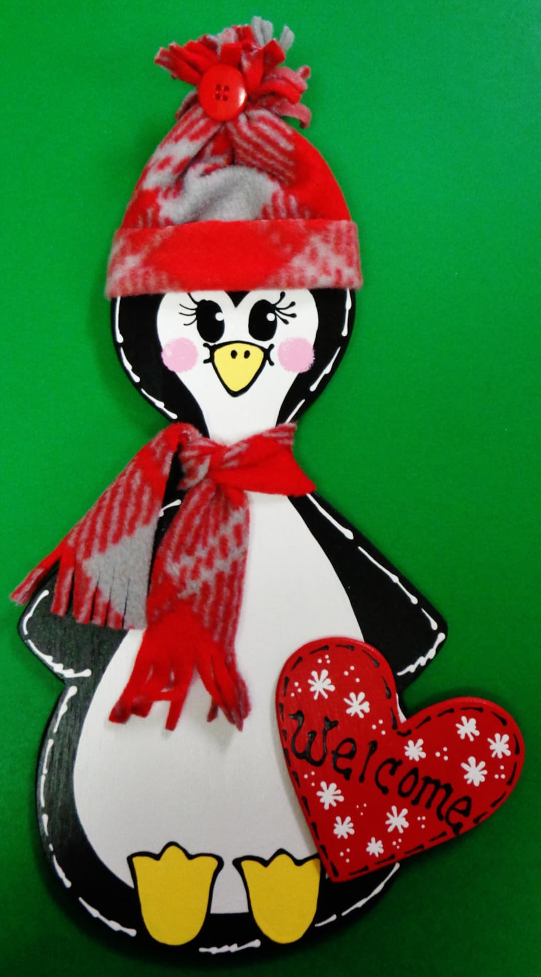 WELCOME PENGUIN Sign Winter Season Holiday Plaque Christmas Wall & Door ...