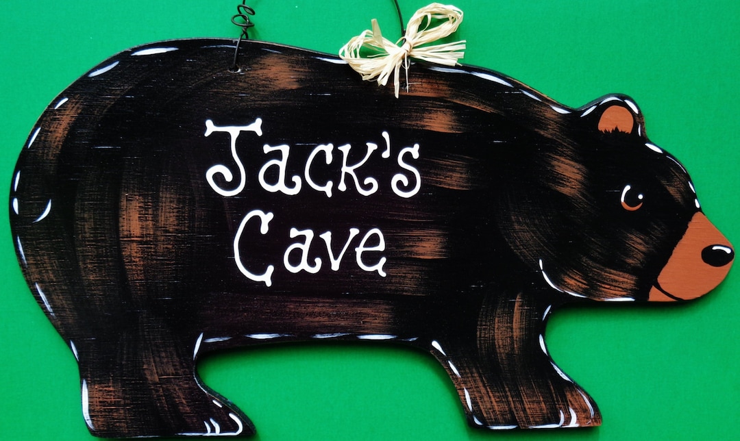BEAR Man Cave Den SIGN Camper Camp Primitive PERSONALIZED Name Cabin ...