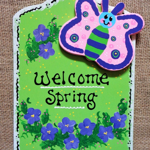 WELCOME SPRING Mason Jar Sign Wall Door Hanger Hanging Plaque - Etsy