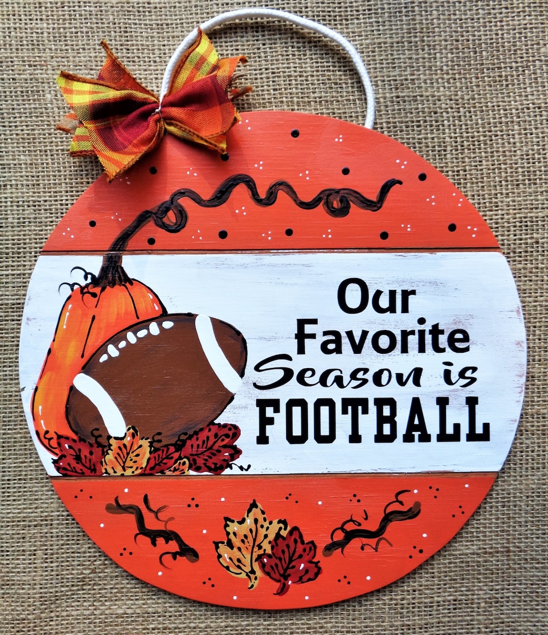 Our Favorite Season is FOOTBALL CIRCLE Sports Sign Wall Art Door Plaque ...