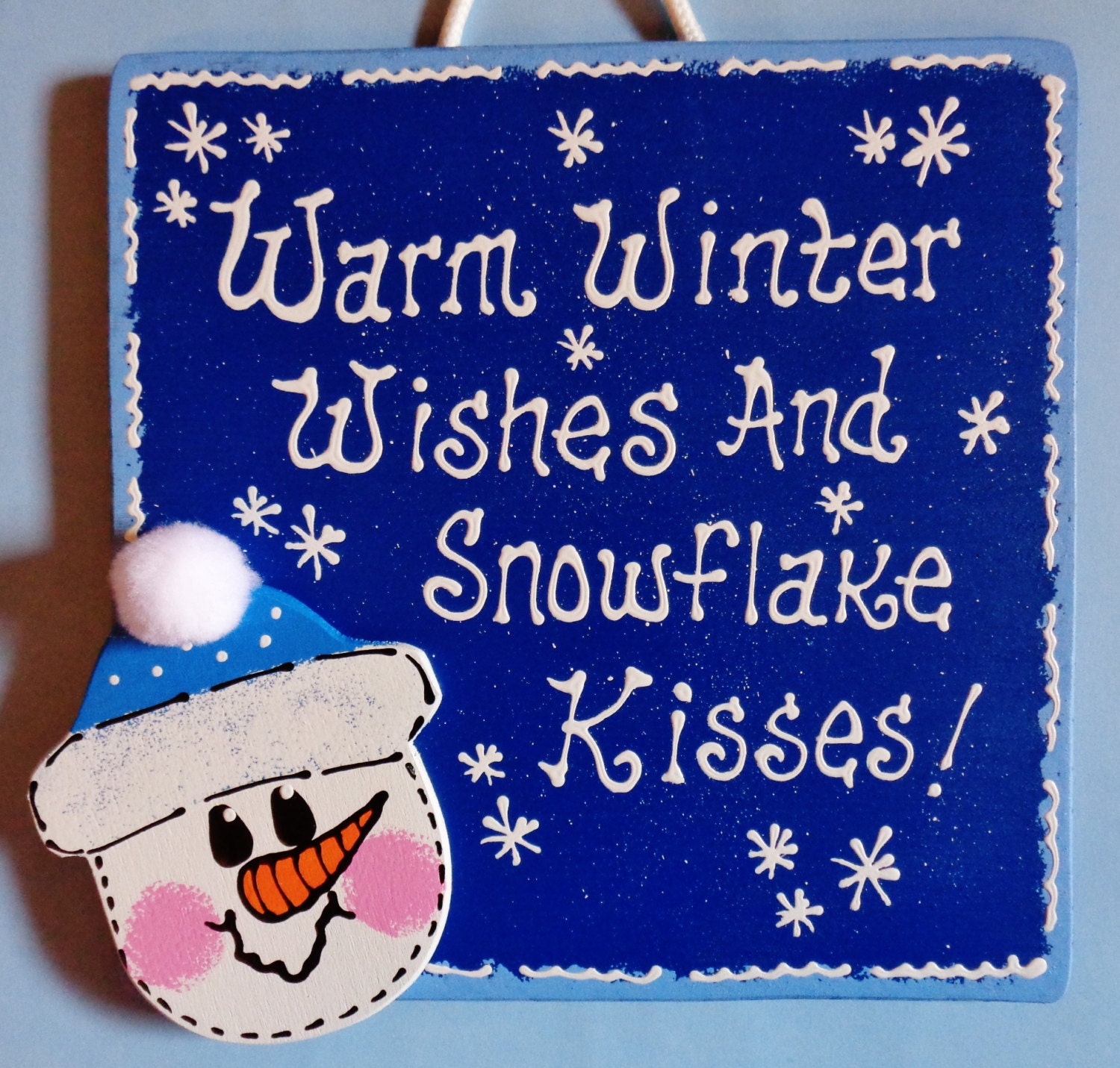 Seasonal SNOWMAN Warm Winter Wishes and Snowflake Kisses SIGN | Etsy