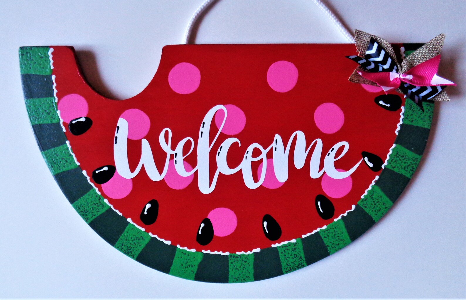 WELCOME Red Watermelon SIGN Wall Art Door Hanger Plaque Pool | Etsy
