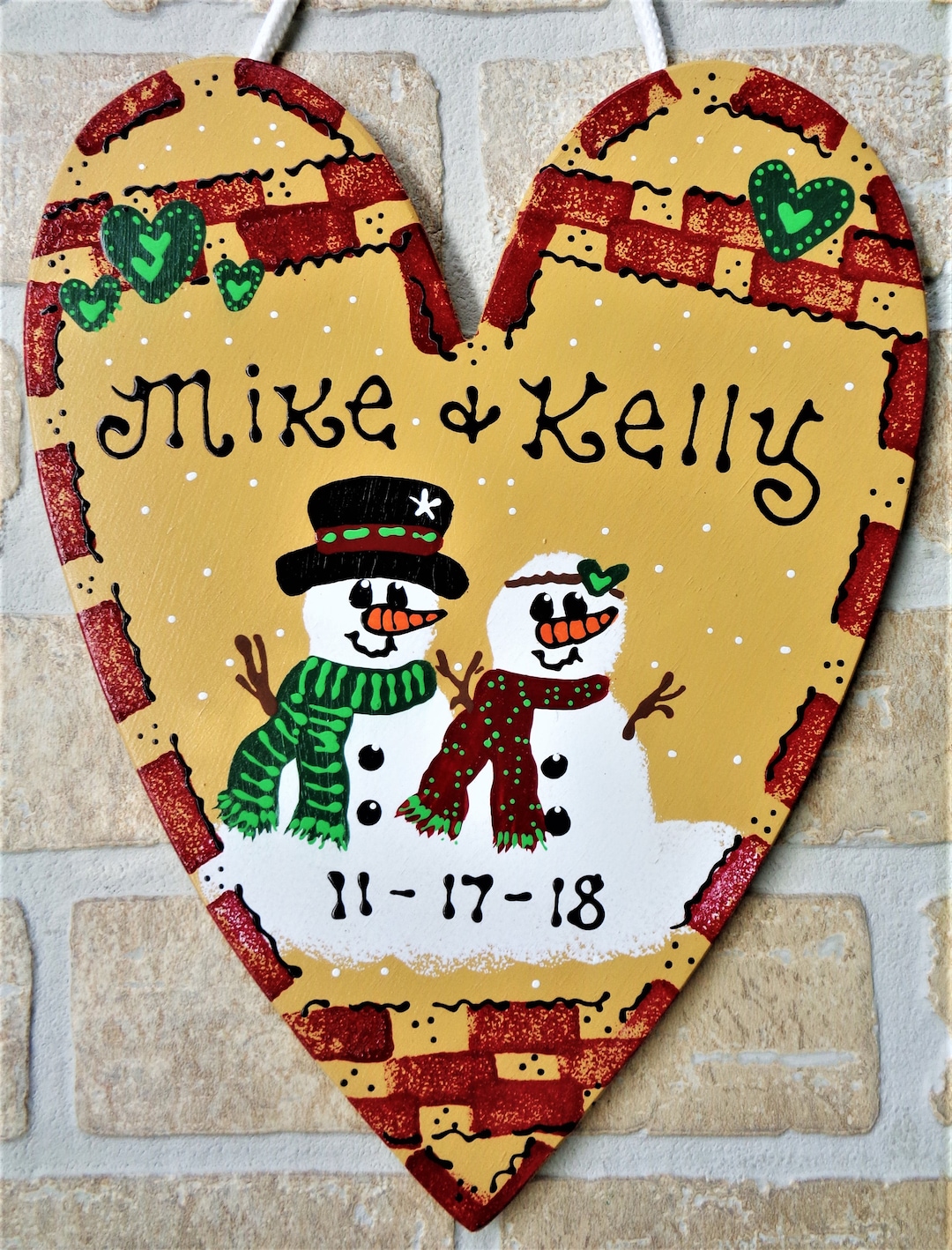 SNOWMEN Couple & Est. Date SIGN Christmas Winter Snowman Country Crafts ...