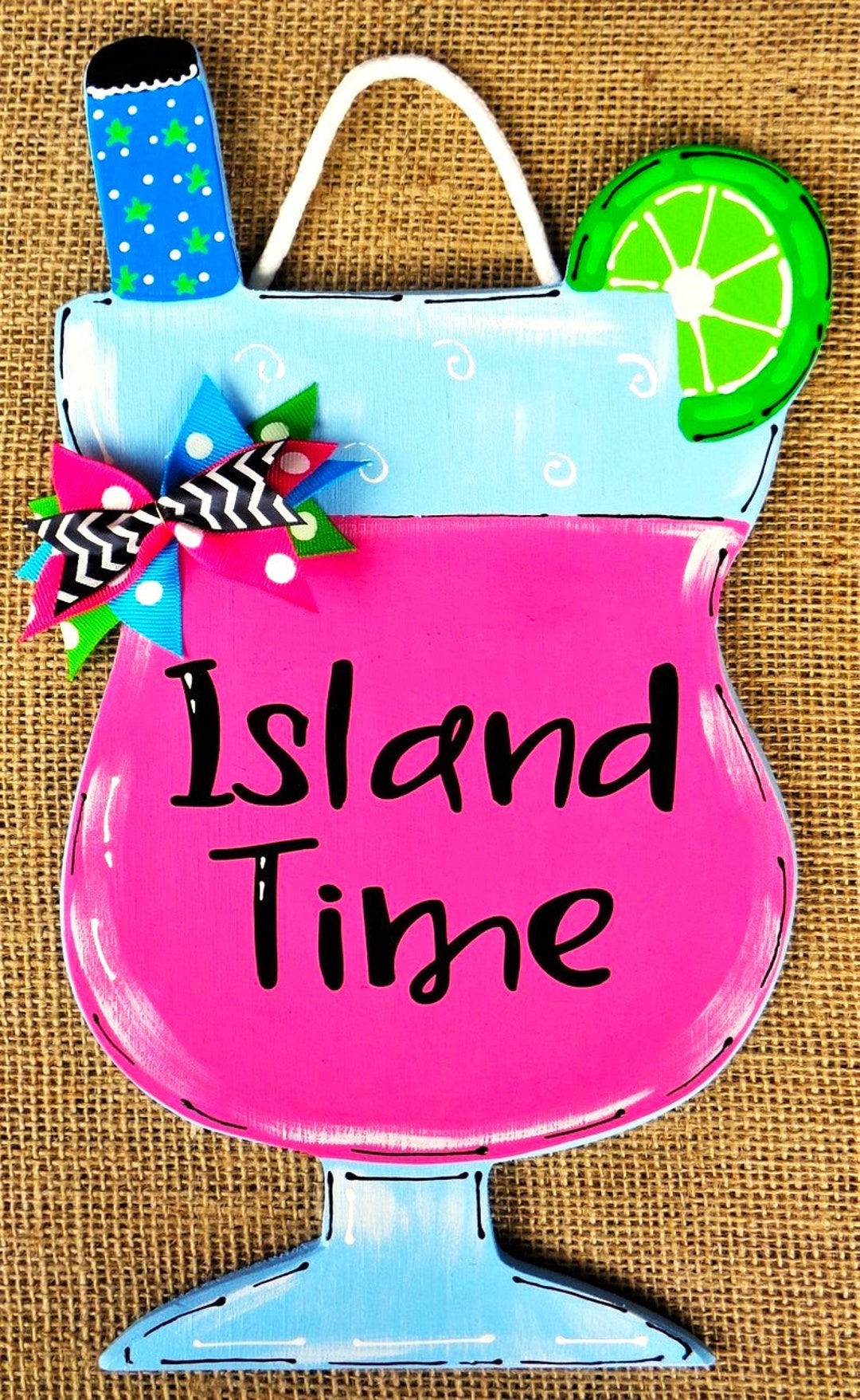 Island Time TROPICAL DRINK SIGN Seasonal Wall Plaque Home Family Deck ...