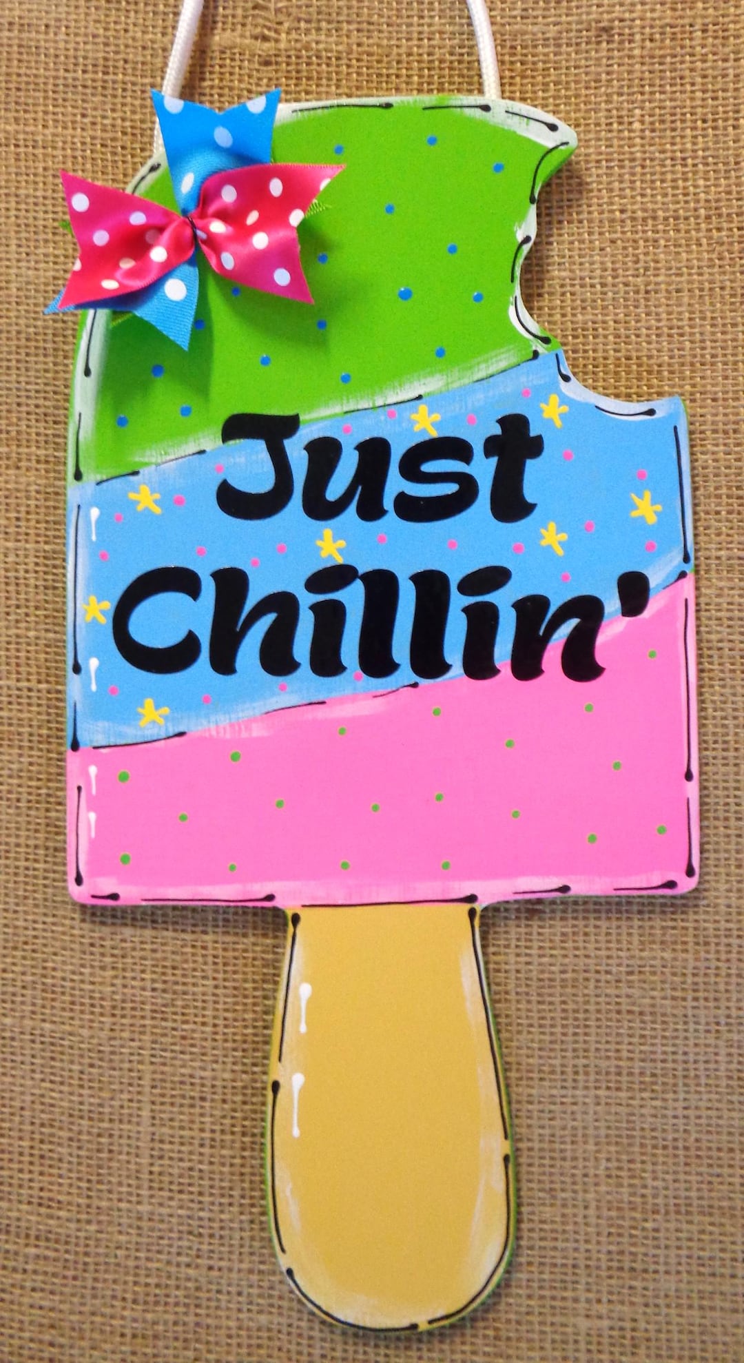 Hand Painted Popsicle Sign: 'just Chillin' Summer Decor - Etsy