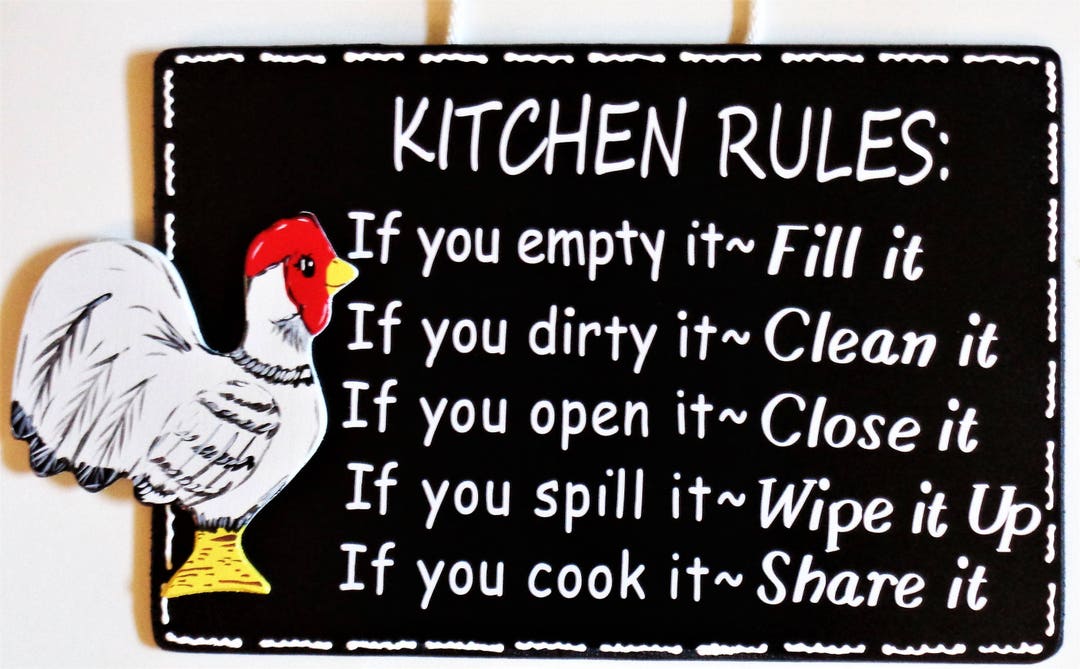 ROOSTER Kitchen Rules SIGN Wall Hanger Hanging Plaque Handcrafted Hand ...
