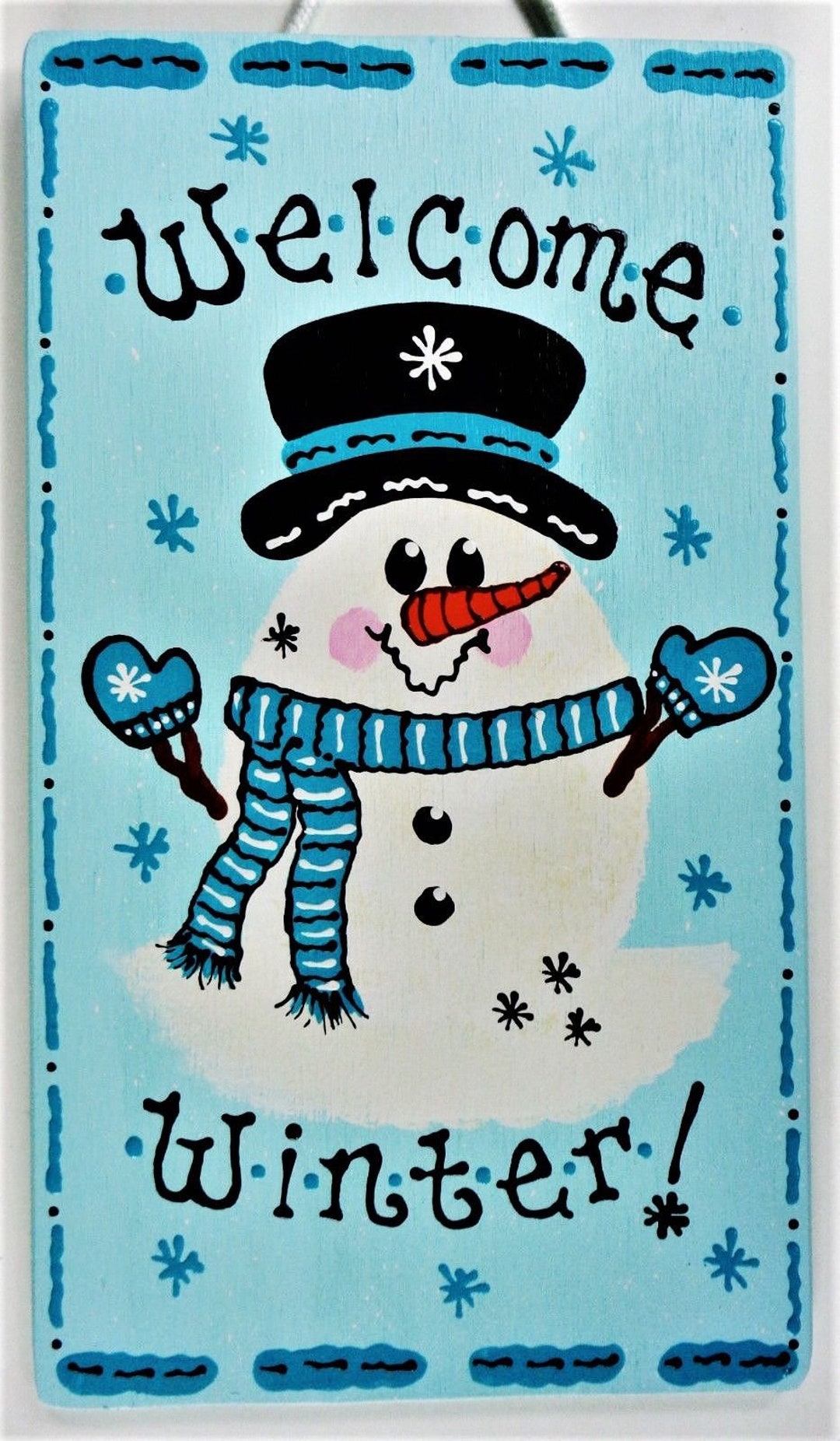 SNOWMAN WELCOME WINTER Sign Christmas Wall Door Deck Hanging Hanger ...