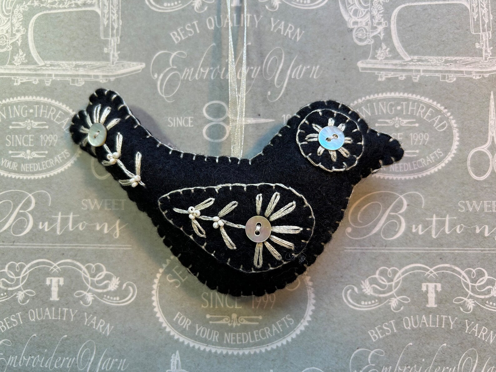 A Handmade Black Felt Hanging Bird - Etsy