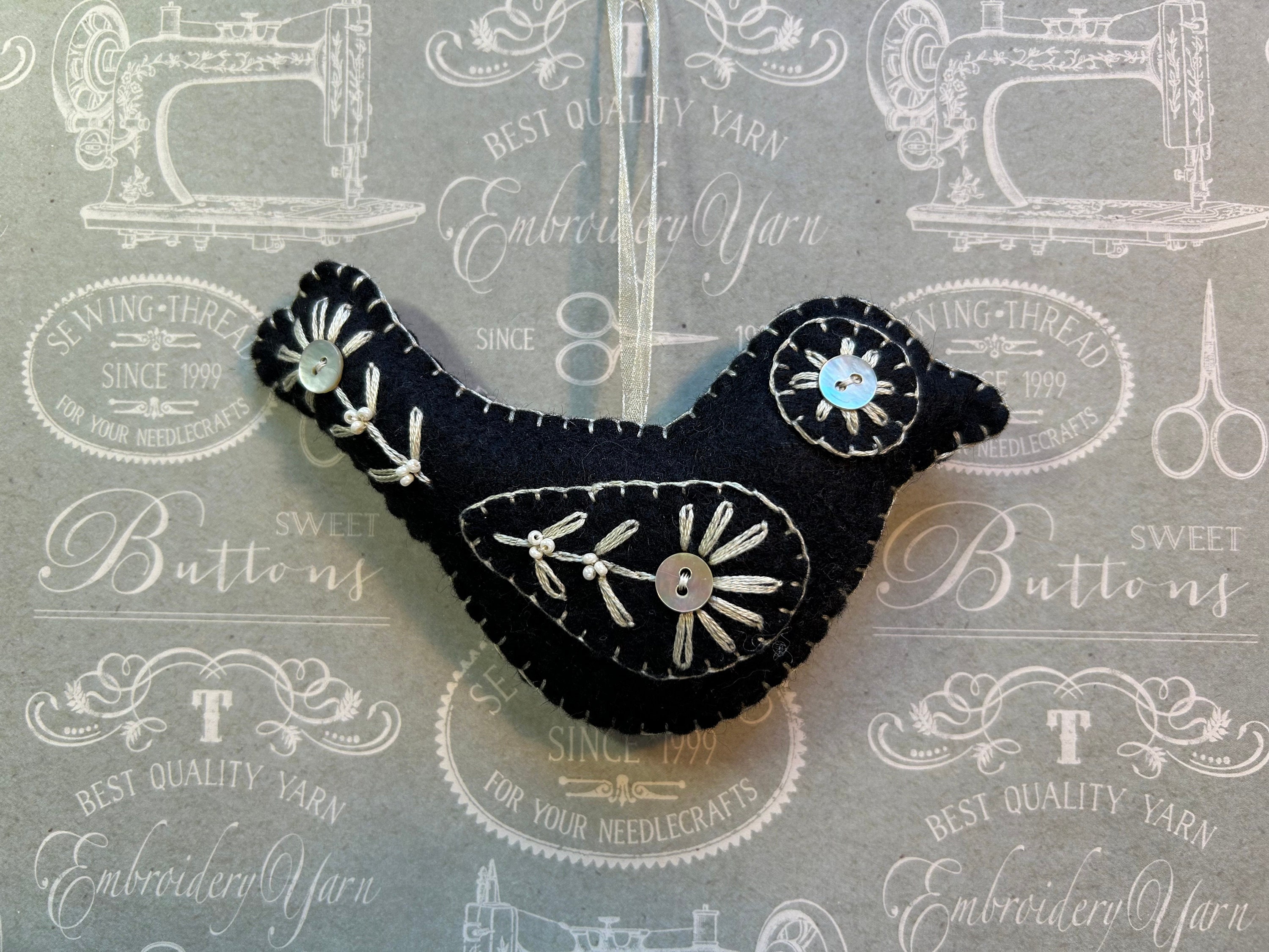 A Handmade Black Felt Hanging Bird - Etsy