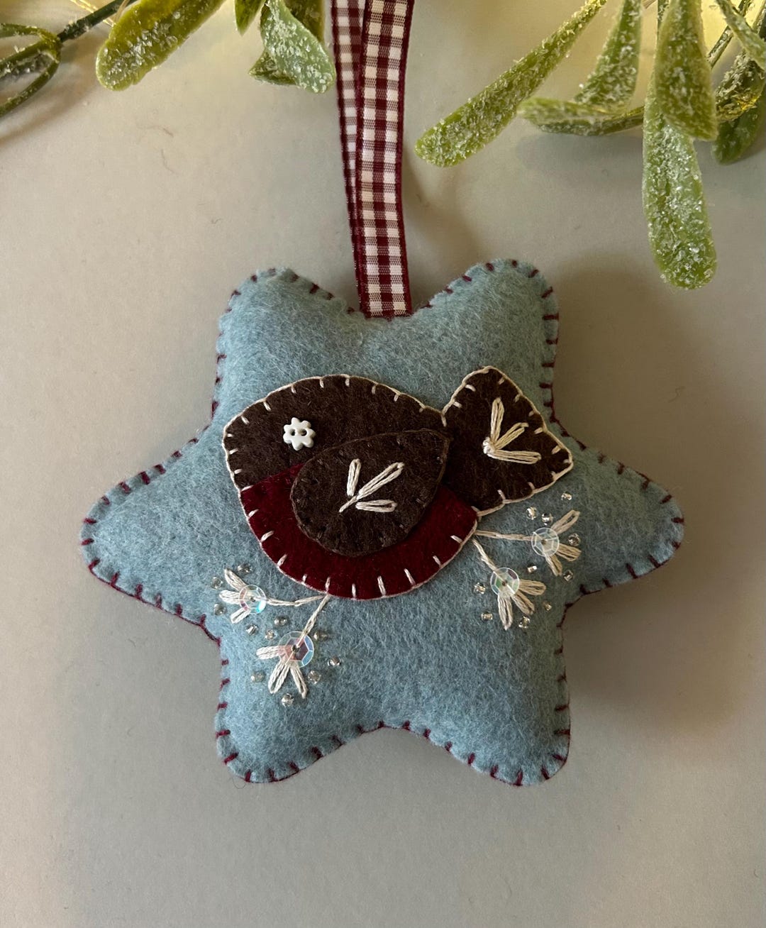 A Handmade Felt Star With Felt Robin Detail - Etsy