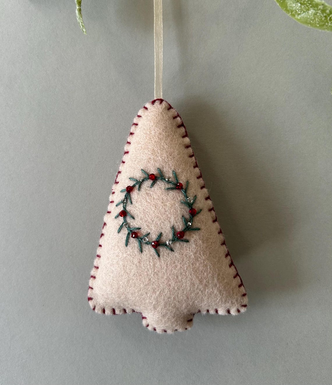 A Handmade Cream Felt Christmas Tree Ornament - Etsy