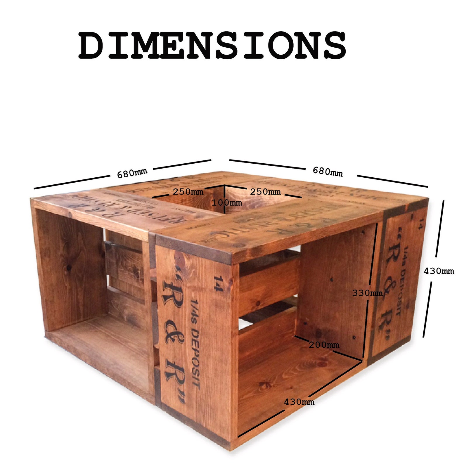 Crate Coffee Table rustic style handmade. Suits industrial | Etsy