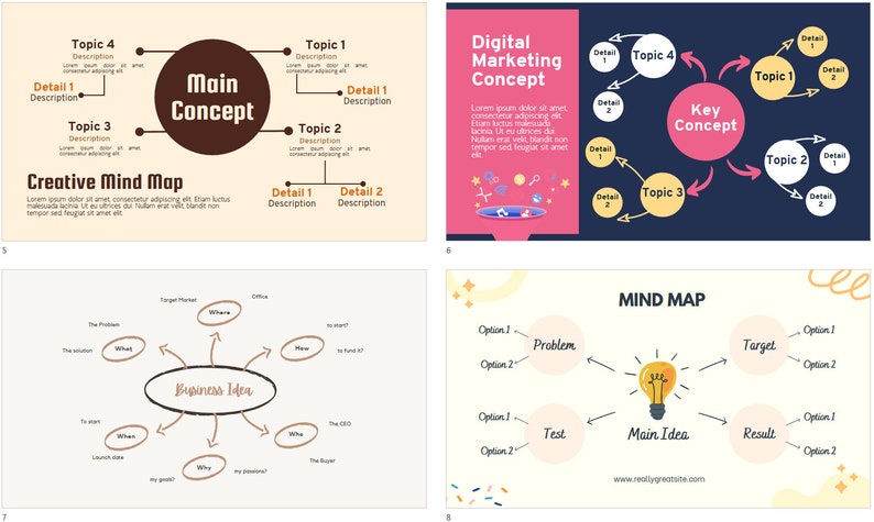 50 Mind Maps Templates for Powerpoint Best Powerpoint - Etsy