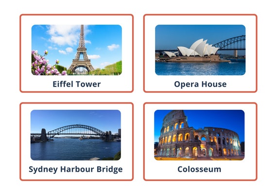 44 Famous Landmarks Flashcards | Etsy