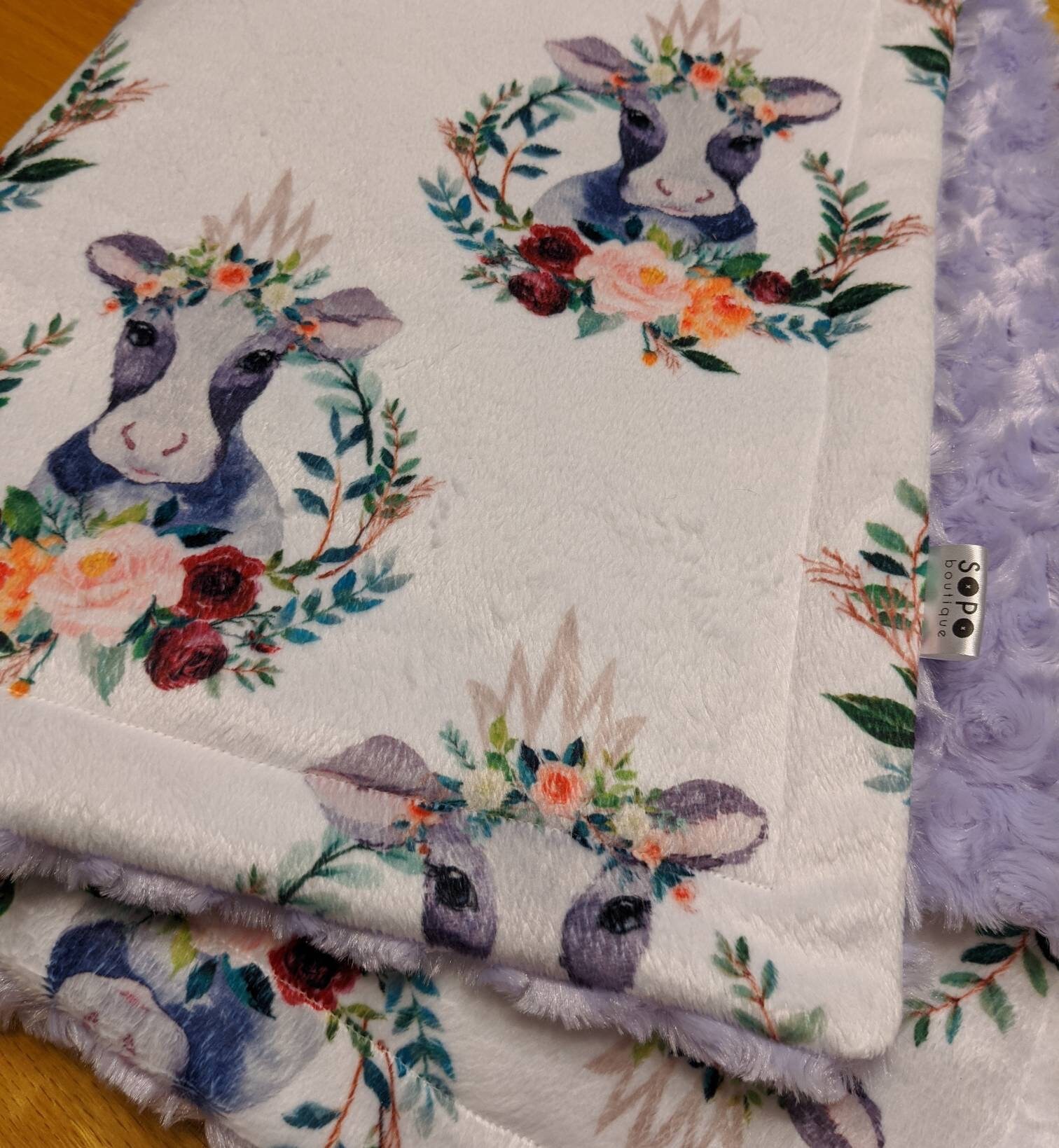 Floral Crowned Rosie Cow Baby Blanket - Etsy