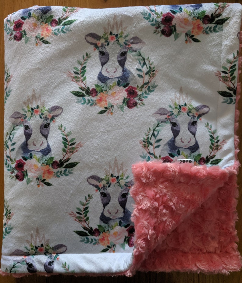 Floral Crowned Rosie Cow Baby Blanket - Etsy