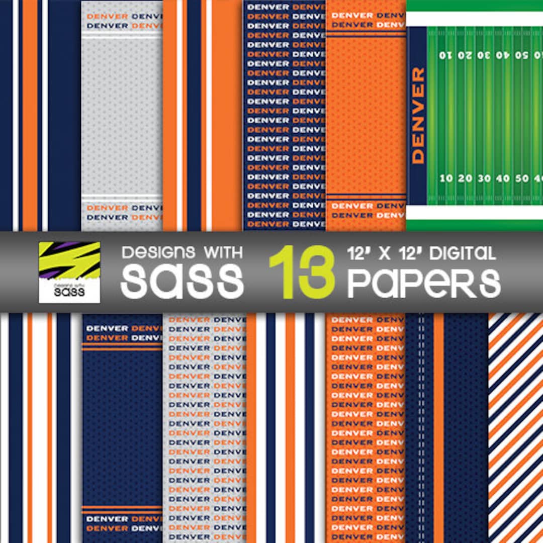 Digital Paper, Denver Football Paper, Denver Football Pattern, Denver ...
