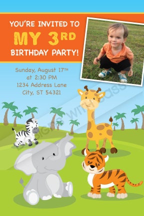 Printable, Kids Safari Birthday Party Invitation, Zoo Birthday Party ...