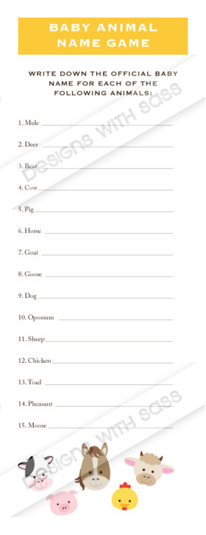 Printable Baby Shower Games, Barnyard Farm Theme, Baby Farm Animal Game ...