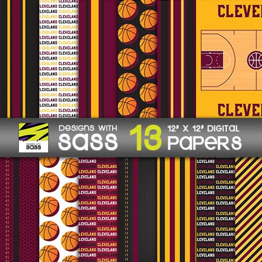 Digital Paper, Cleveland Basketball Pattern, Ohio Basketball Pattern ...