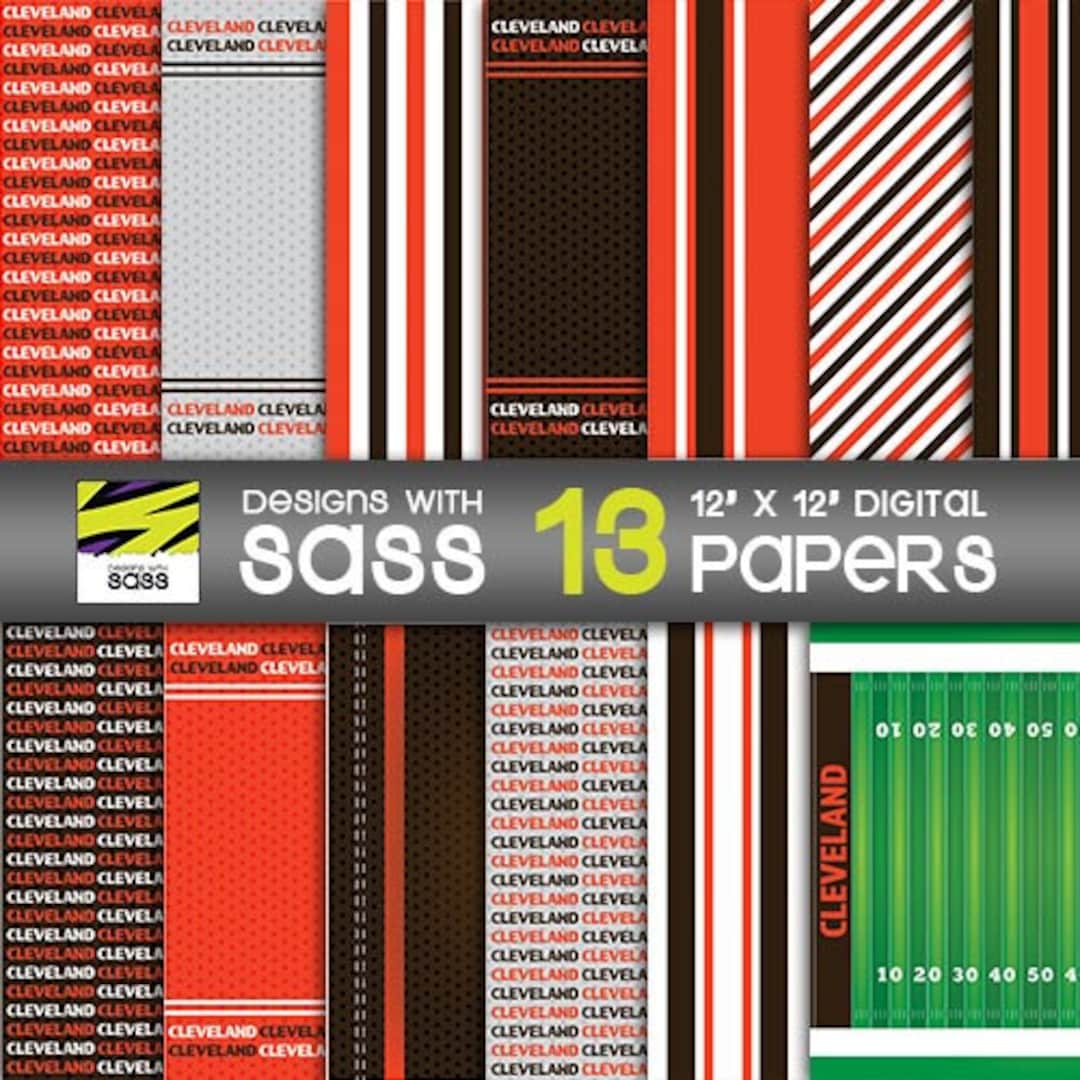 Digital Paper, Cleveland Football Pattern, Cleveland Football Paper ...