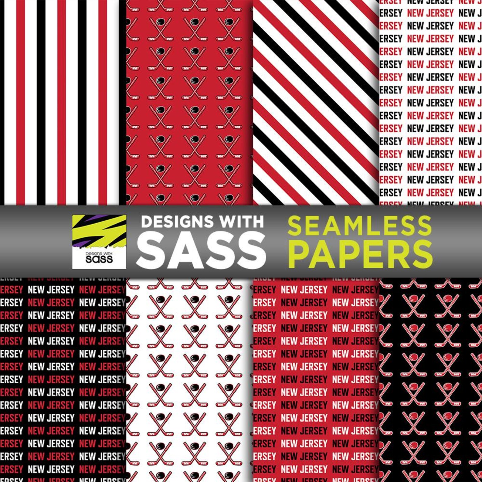 Seamless New Jersey Hockey Digital Paper, Pro Hockey, Hockey Pattern ...