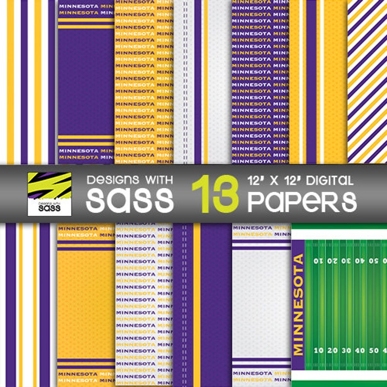 Digital Paper, Minnesota Football, Football Scrapbook Paper, Minnesota ...