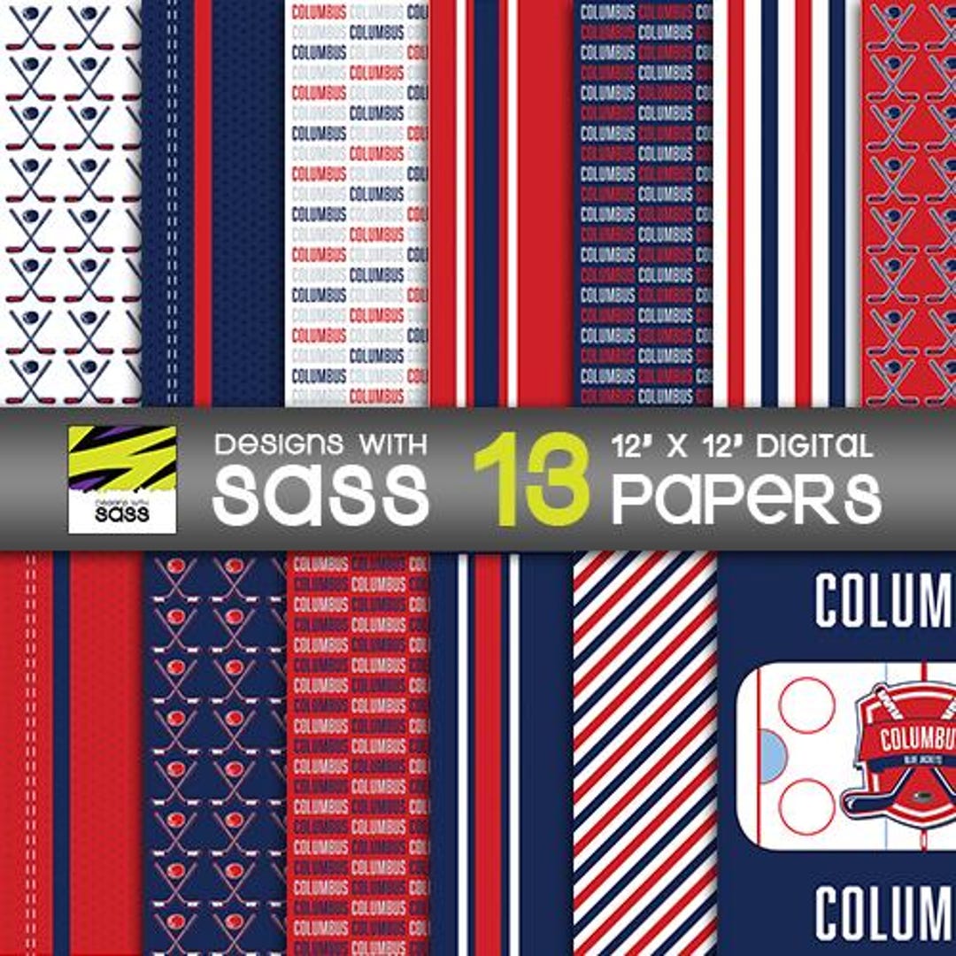 Digital Paper, Columbus Hockey Paper, Ohio Hockey Pattern, Hockey ...
