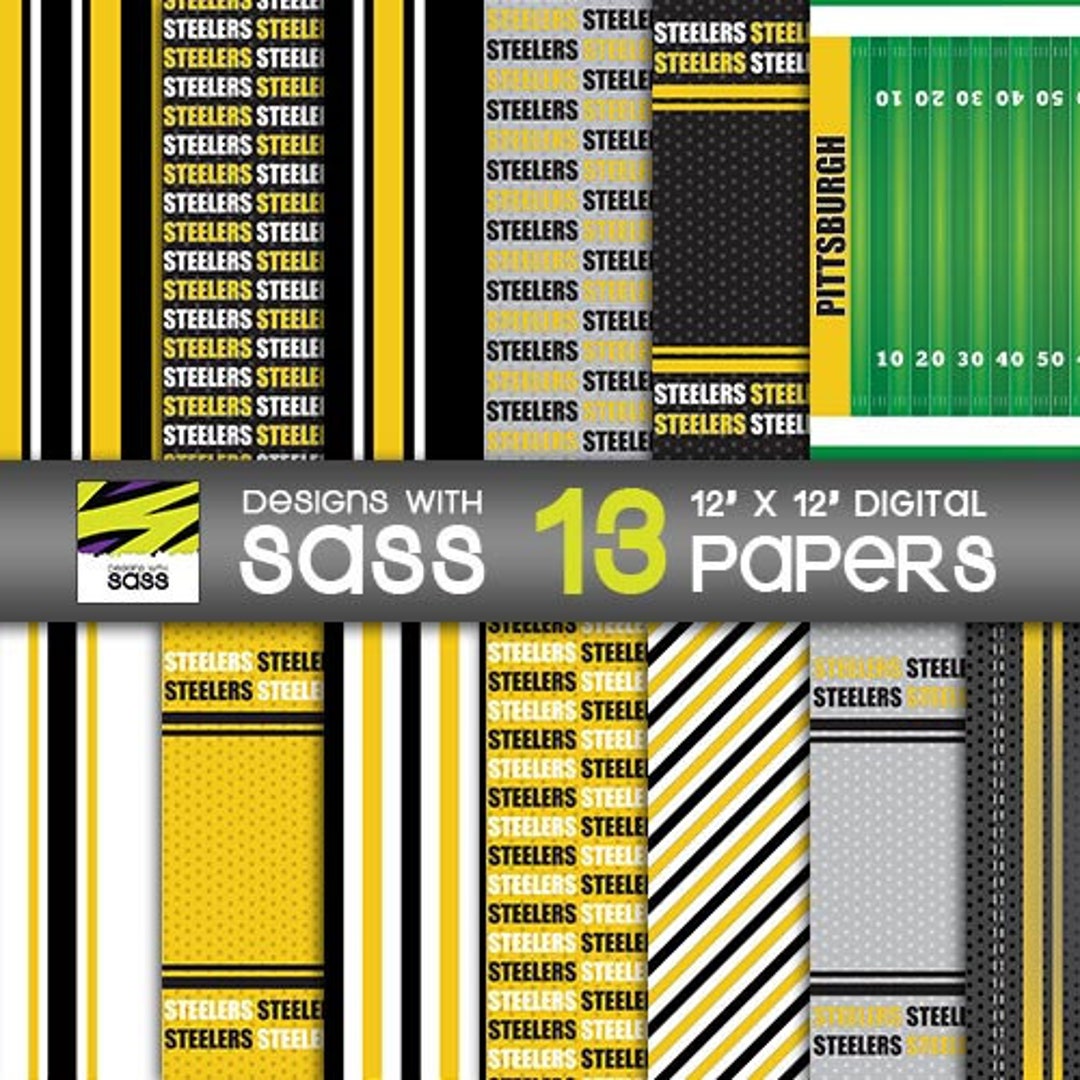 Digital Paper, Pittsburgh, Football, Sports, Black, Yellow, Digital ...