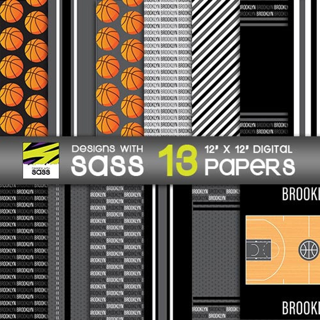 Digital Paper, Brooklyn Basketball, Basketball Scrapbook Paper ...