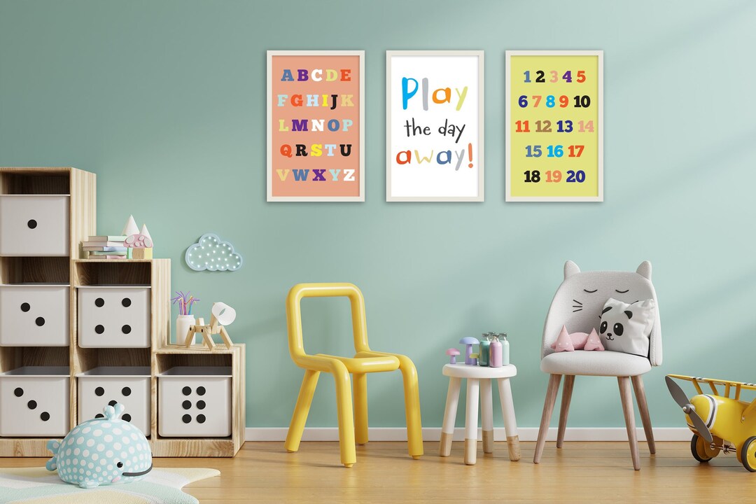 Printable Kids Playroom Posters, ABC 123 Posters, Digital Kids Room ...