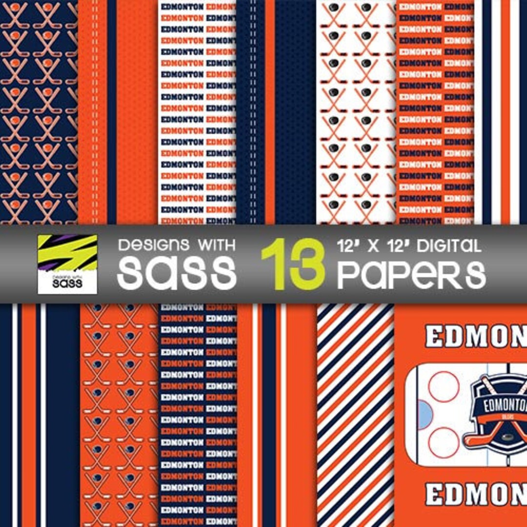 Digital Paper, Edmonton Hockey Paper Pattern, Edmonton Hockey Scrapbook ...
