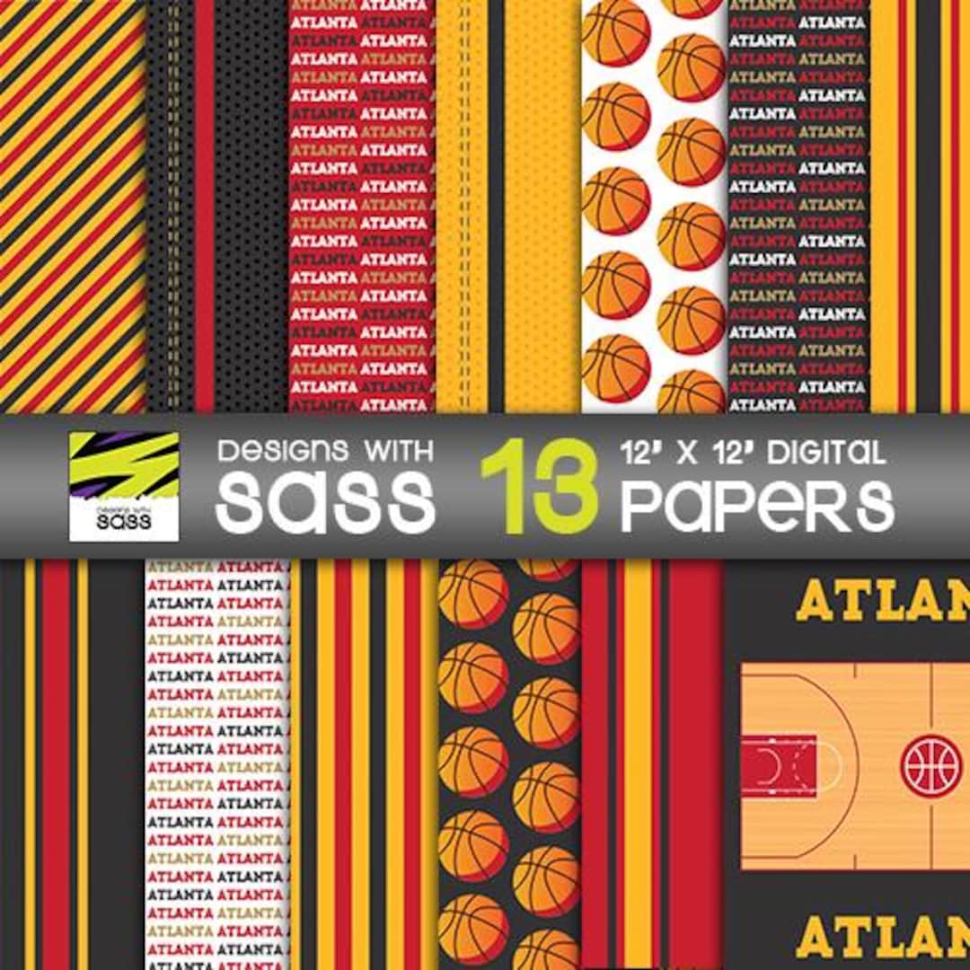 Digital Paper, Atlanta Basketball Basketball Pattern, Atlanta ...