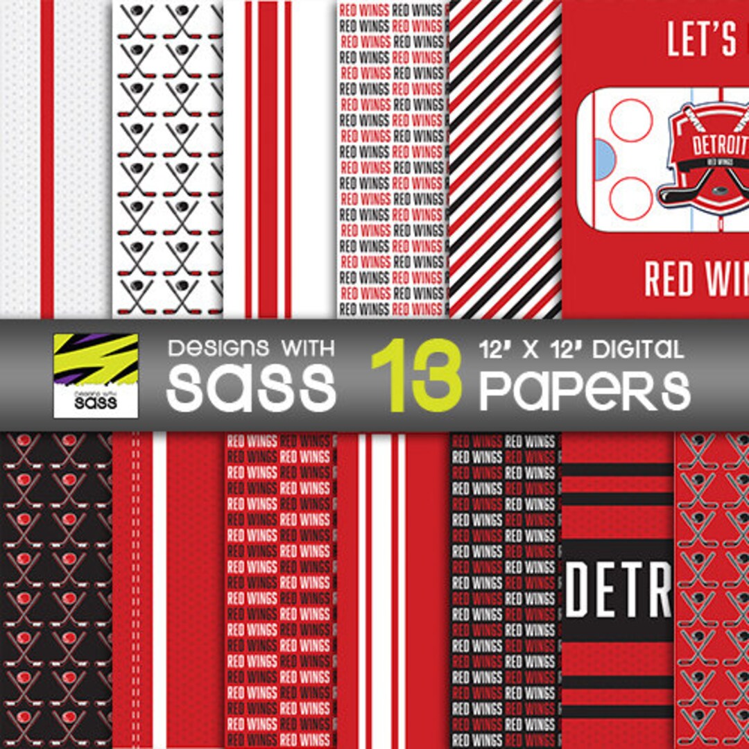Digital Paper, Detroit Hockey, Pro Hockey, Hockey Pattern, Hockey Paper ...