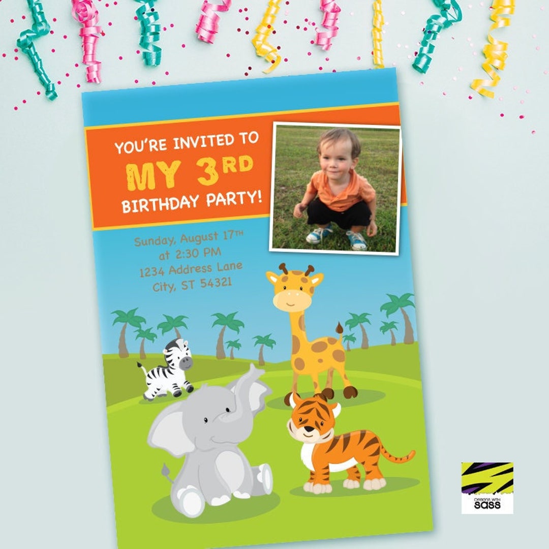 Printable, Kids Safari Birthday Party Invitation, Zoo Birthday Party ...