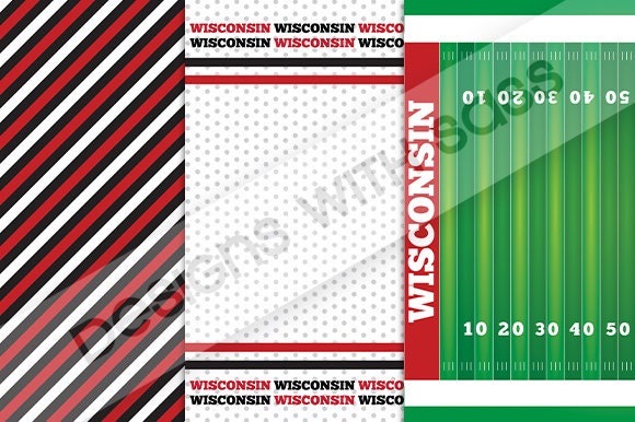 Digital Paper, Wisconsin College Football Pattern, Wisconsin College ...