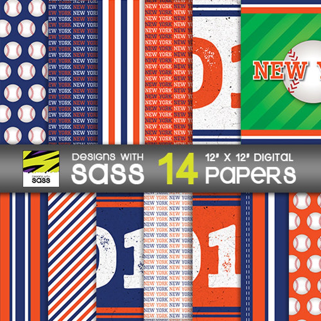 Digital Paper, New York Baseball Paper, New York Baseball Scrapbook ...
