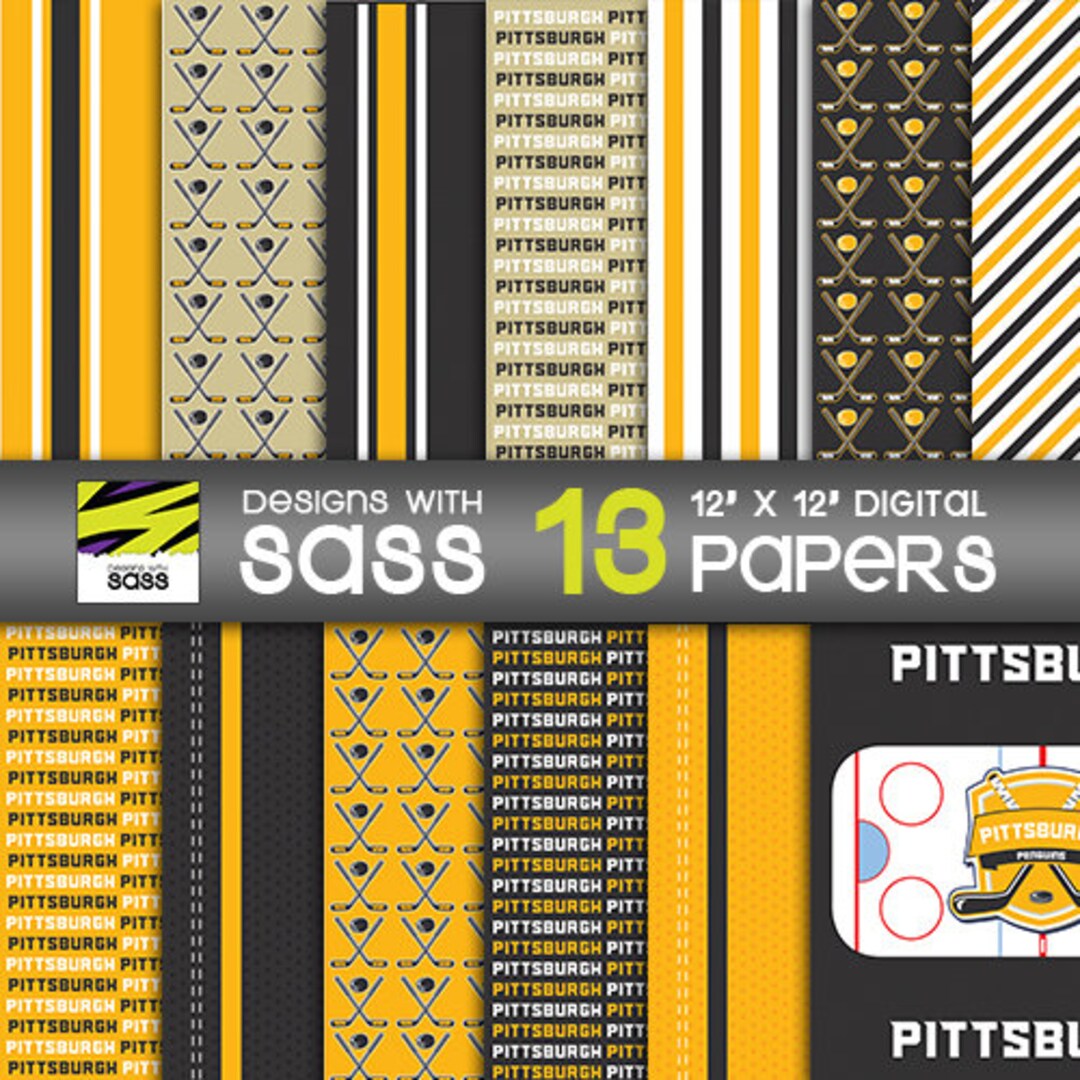 Digital Paper, Pittsburgh Hockey, Hockey Pattern, Hockey Background ...