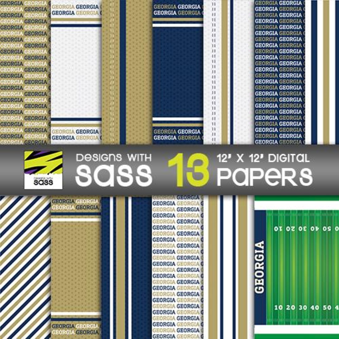 Digital Paper, Georgia College Football Pattern, Georgia College ...