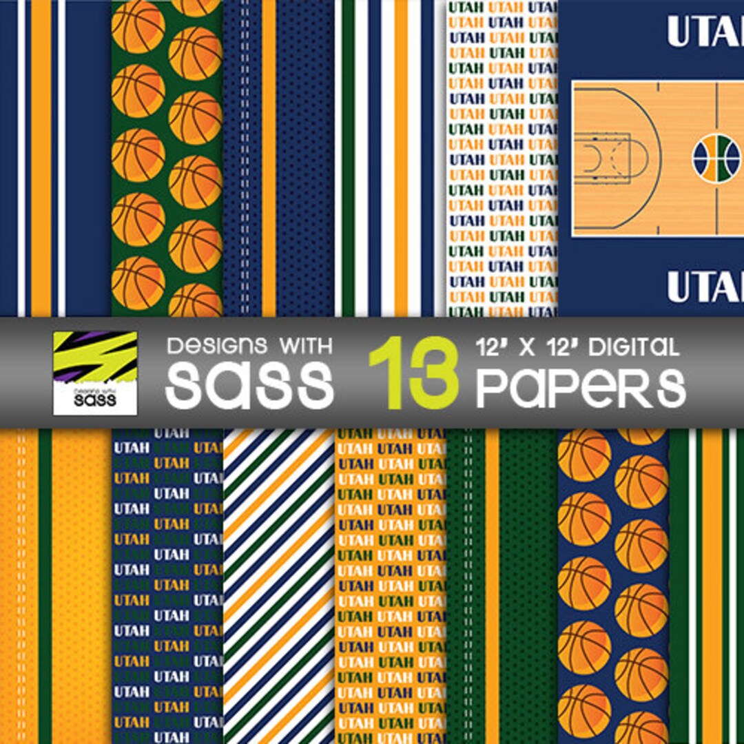 Digital Paper, Utah Basketball Pattern, Utah Basketball Scrapbook Paper ...