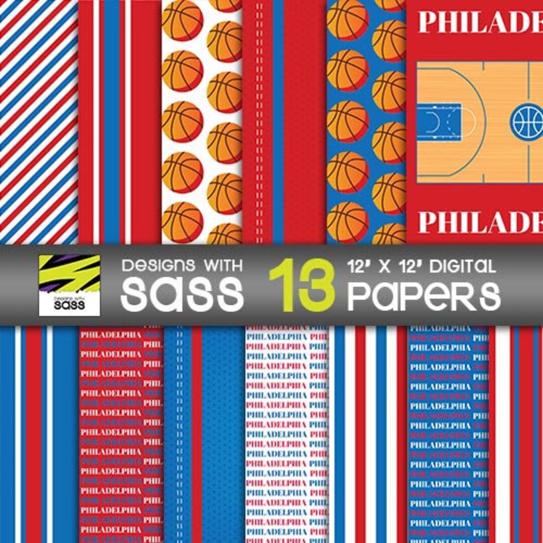 Digital Paper, Philadelphia Basketball Paper Pattern, Philadelphia ...