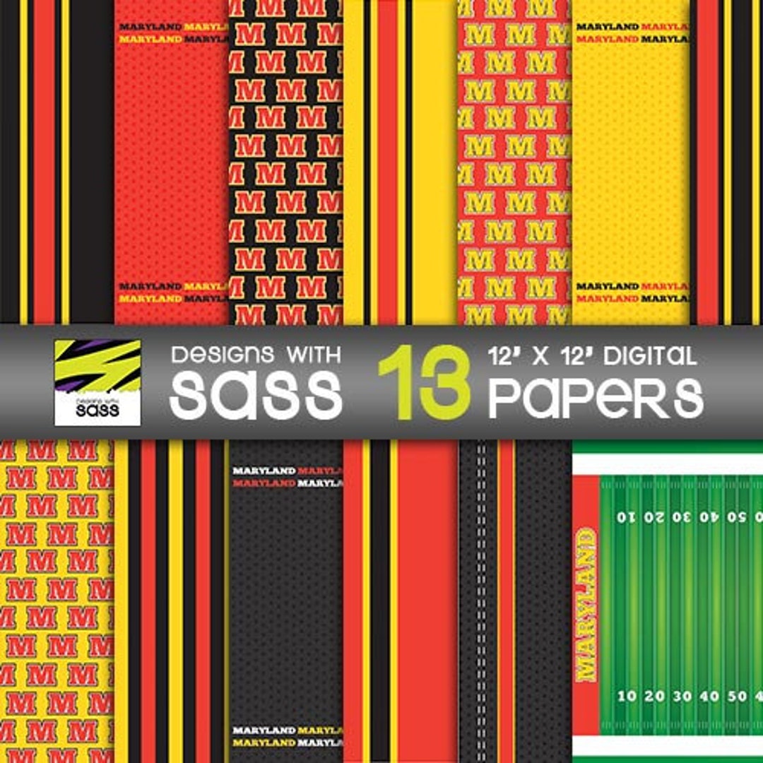 Digital Paper, Maryland Football Paper, Maryland Football Pattern ...