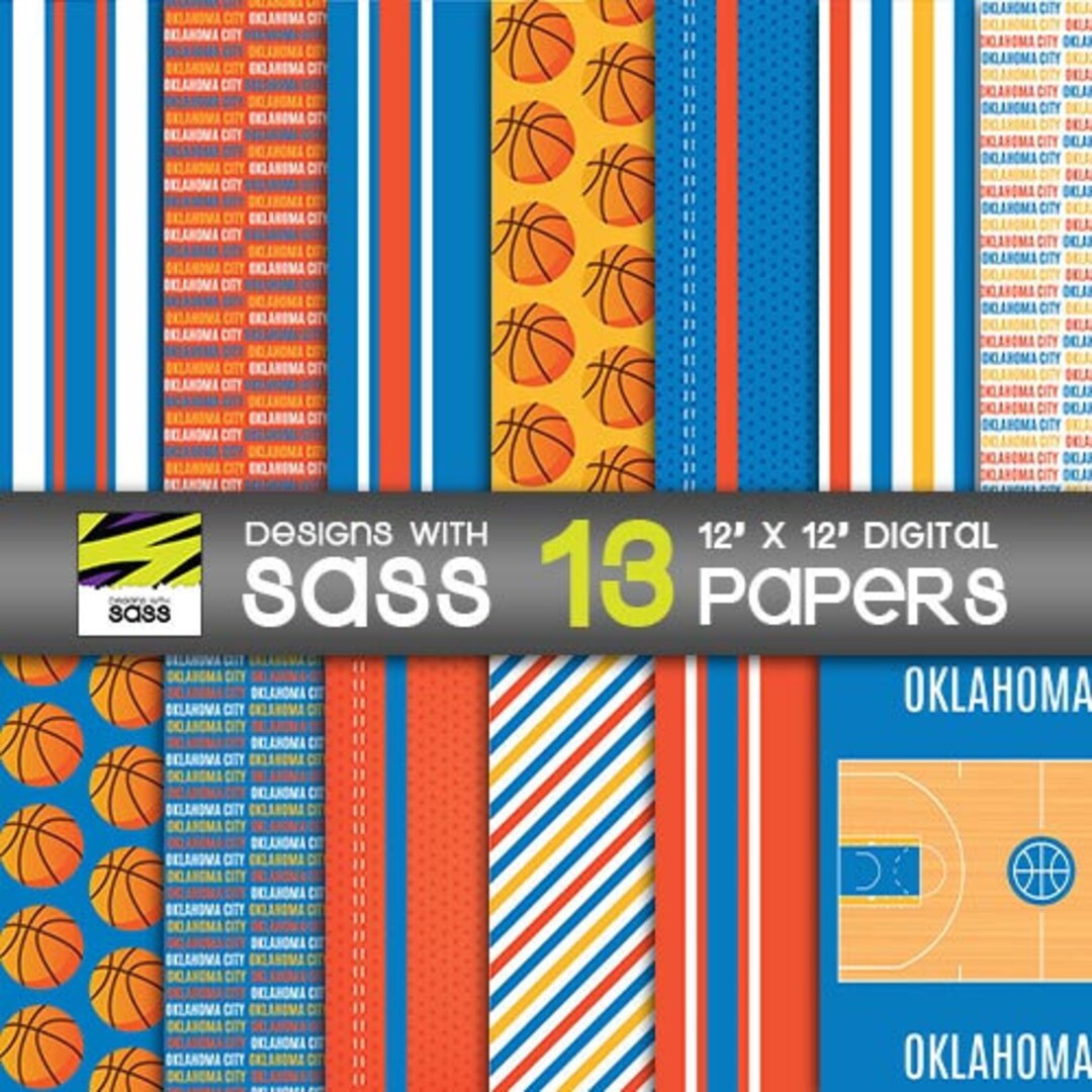 Digital Paper, Oklahoma Basketball Paper, Oklahoma Basketball Pattern ...