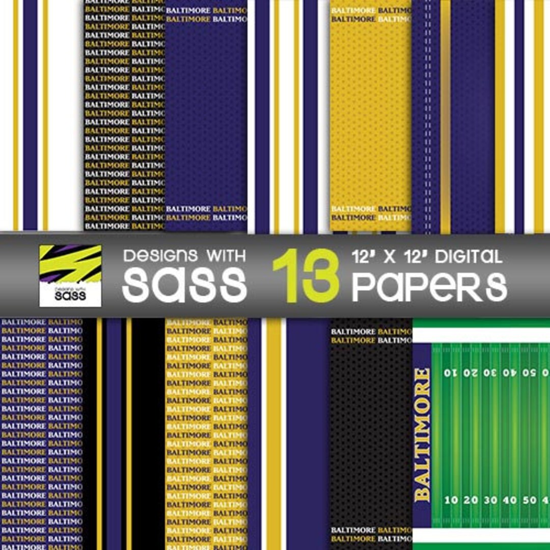 Digital Paper, Baltimore Football Paper, Baltimore Football Pattern ...