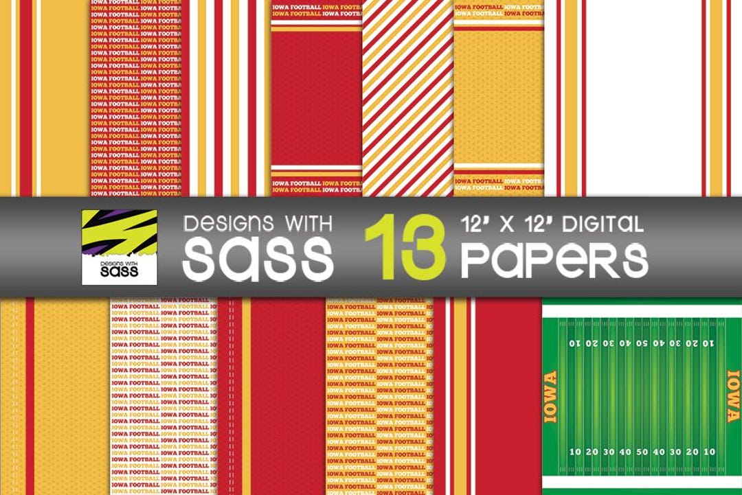 Digital Paper, Iowa College Football Paper, Football Tumbler Wrap, Iowa ...