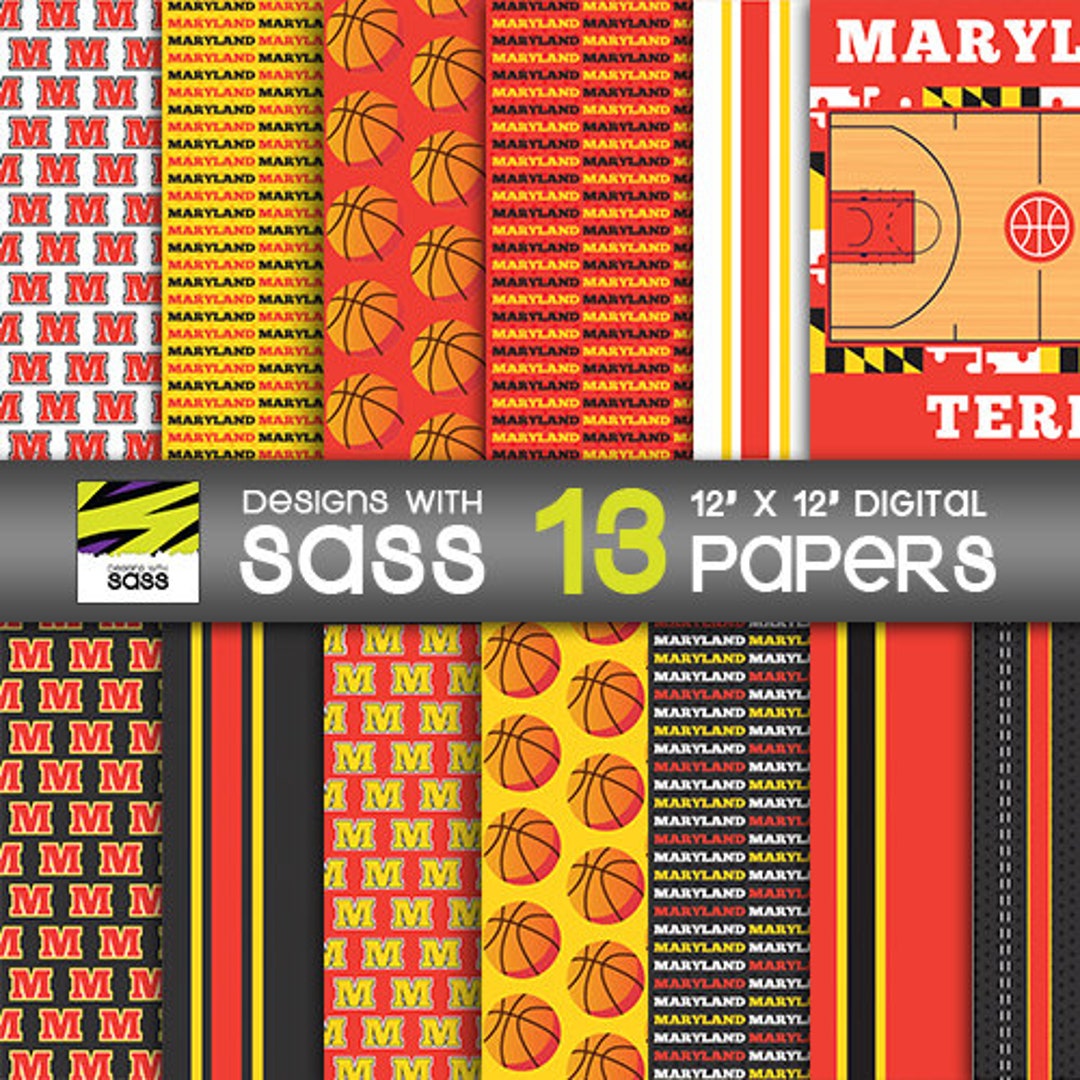 Digital Paper Maryland Basketball College Basketball Terps - Etsy