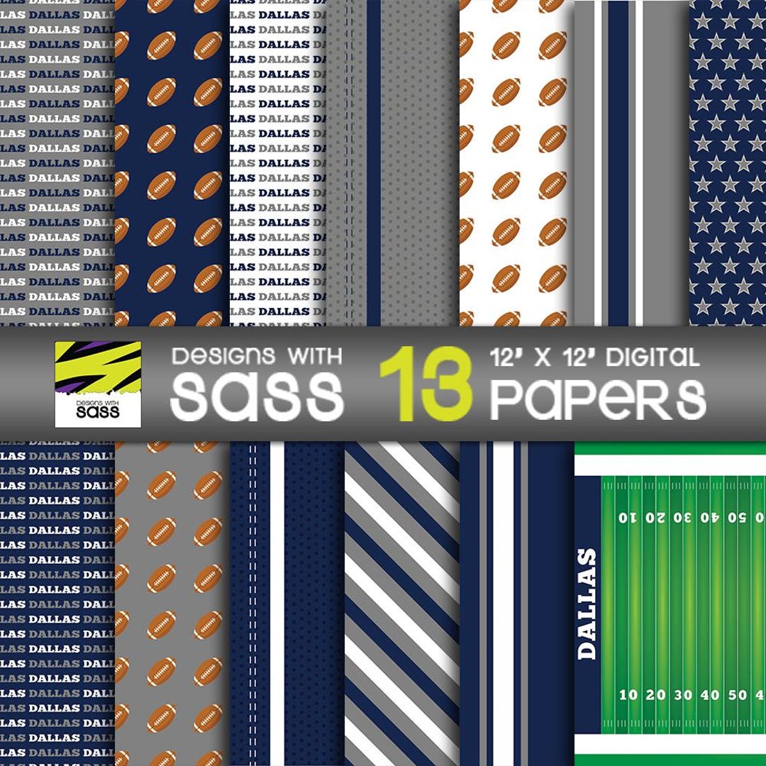 Seamless Dallas Football Digital Paper, Dallas Football Scrapbook Paper ...