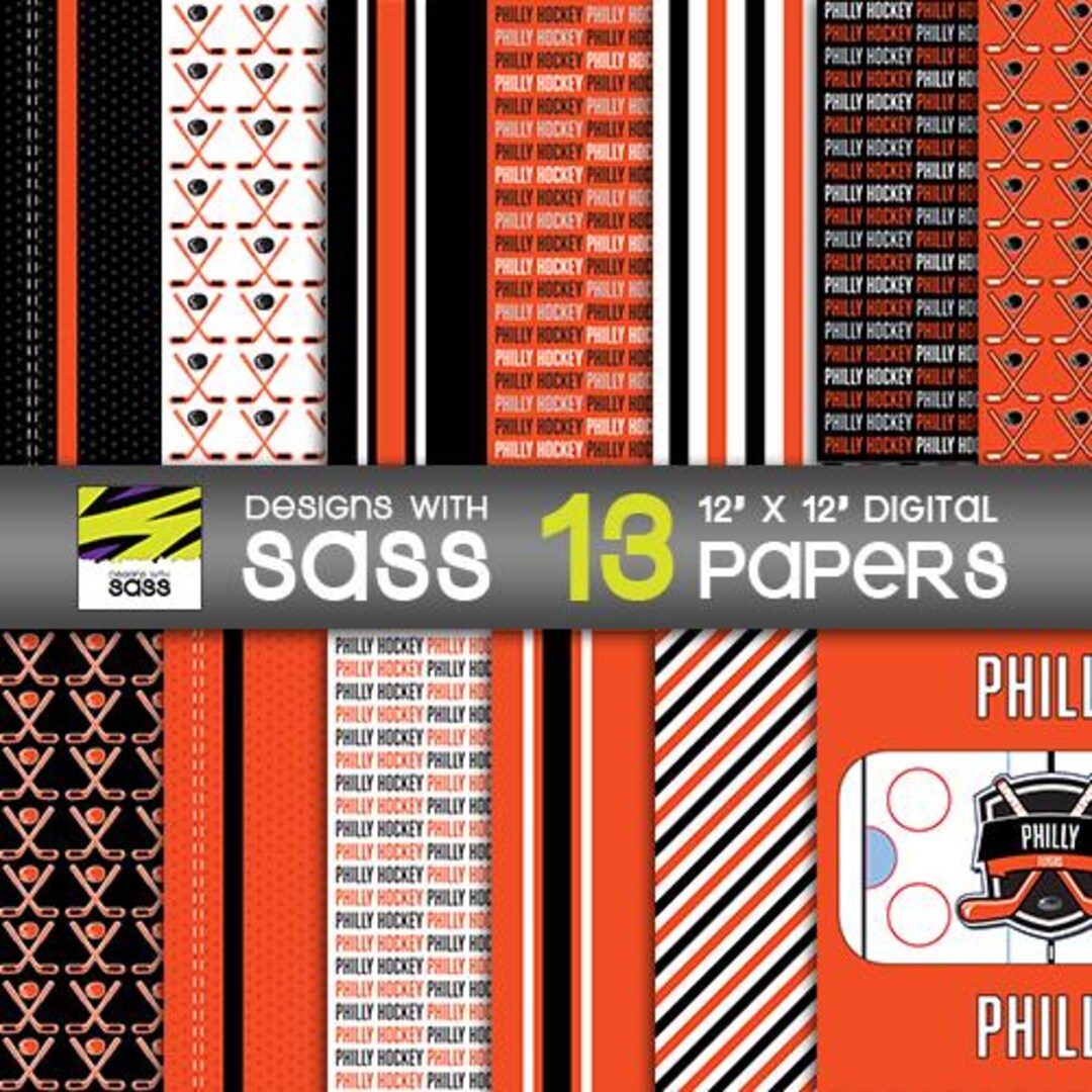 Digital Paper, Philadelphia Hockey Paper Pattern, Hockey Scrapbook ...